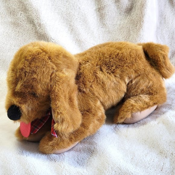 Gund | Toys | Vintage 7 Gund Golden Retriever Puppy Dog Plaid Collar ...